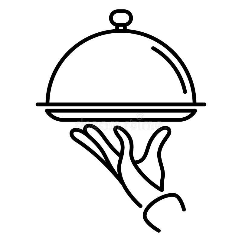 Tray of Food Line Icon. Covered Plate Outline Vector Illustration Stock ...