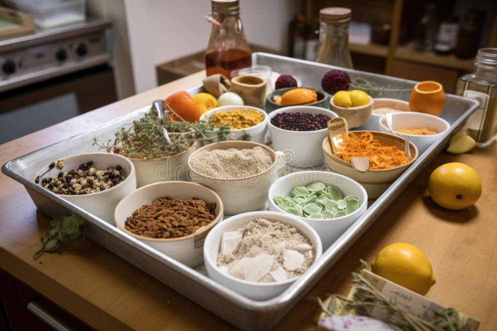 Tray of Fresh, Zero-waste Ingredients for Cooking Class Stock ...