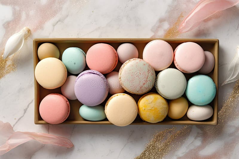 Freshly Baked Macarons in a Variety of Pastel Colors Stock Illustration ...