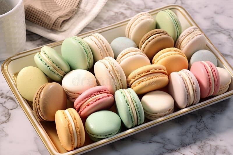 Freshly Baked Macarons in a Variety of Pastel Colors Stock Illustration ...