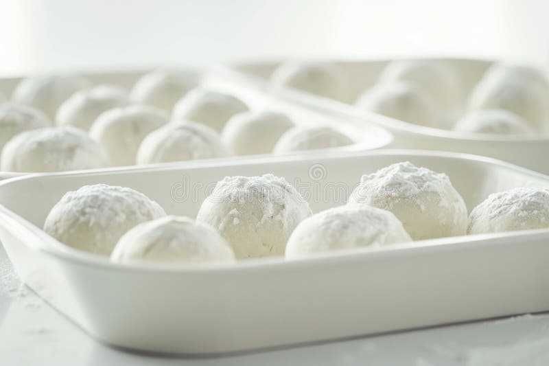 A Tray of Freshly Made Snowballs Sitting on a Table, Ready for a Winter ...