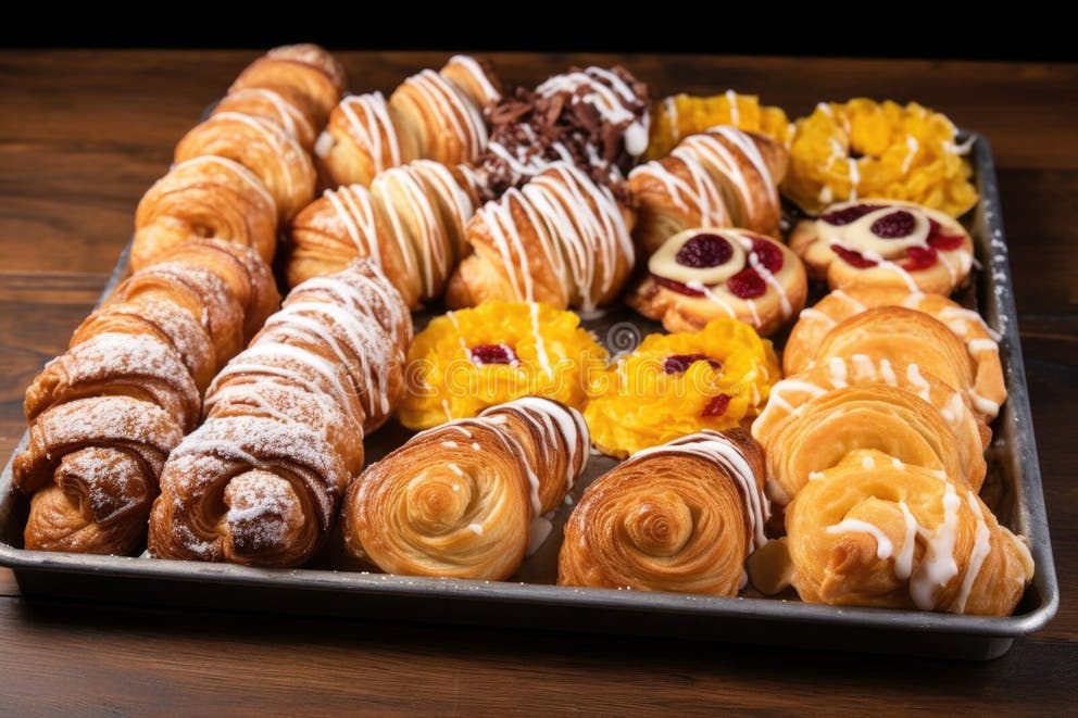 A Tray Full of Assorted Danish Pastries Stock Photo - Image of tray ...