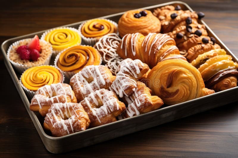 A Tray Full of Assorted Danish Pastries Stock Image - Image of goods ...