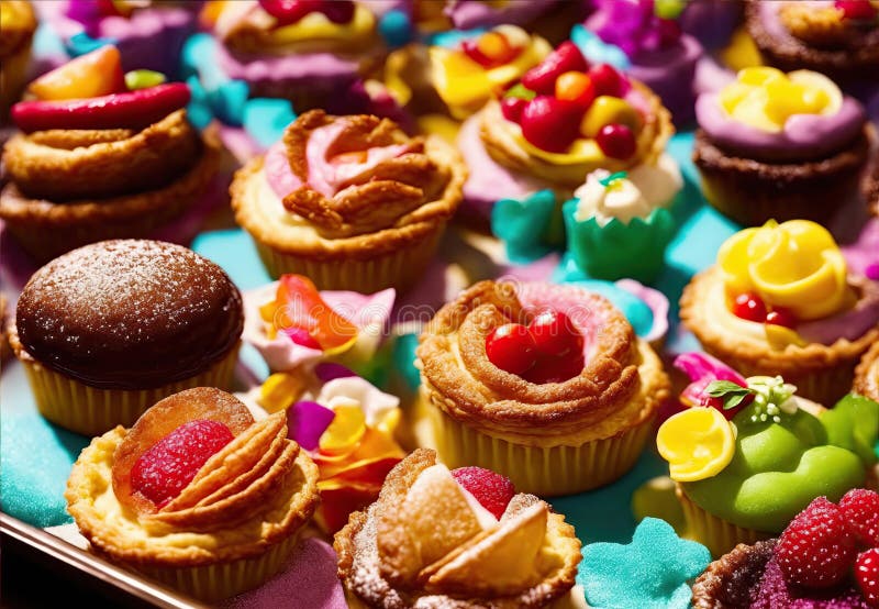 A Tray Full of Delicious Cupcakes in a Bakery, Stock Illustration ...