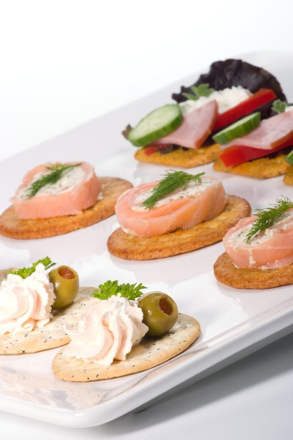 Tray full of fresh canapes stock image. Image of green - 4359797