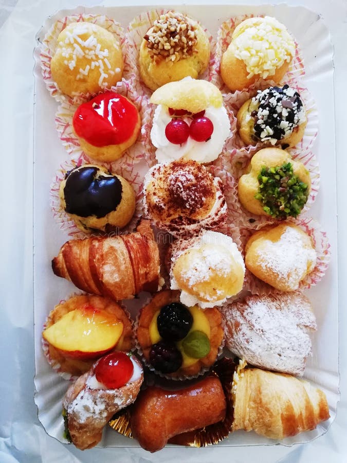 Tray Full of a Mixture of Pastries for Sunday Stock Image - Image of ...