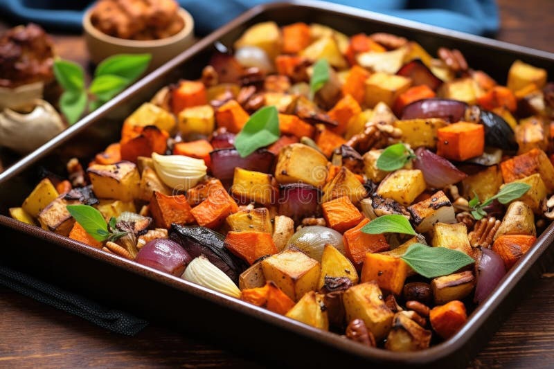 A Tray Full of Root Vegetable Roast Stock Photo - Image of vegetables ...
