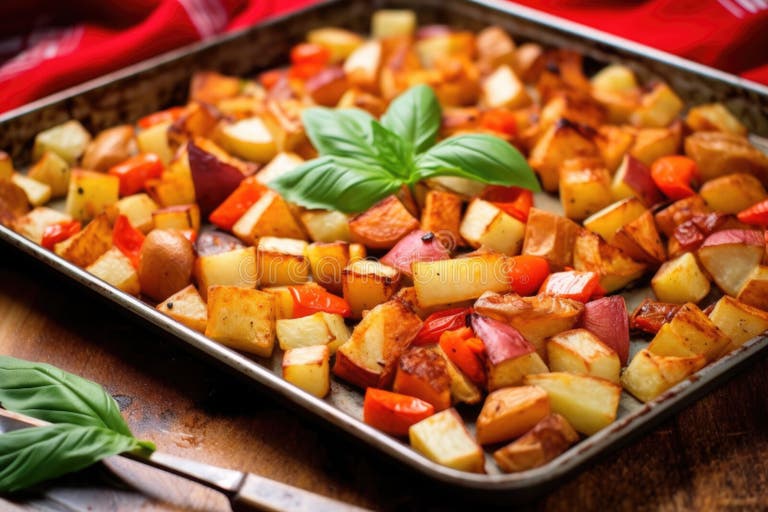 A Tray Full of Root Vegetable Roast Stock Illustration - Illustration ...