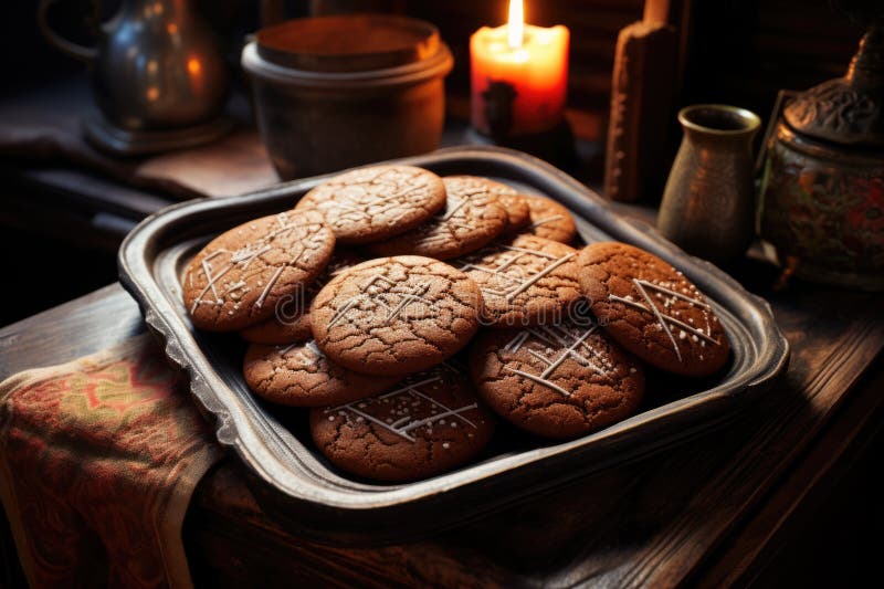 A Tray of Gingerbread Cookies Sitting on Top of a Table. Stock Image ...