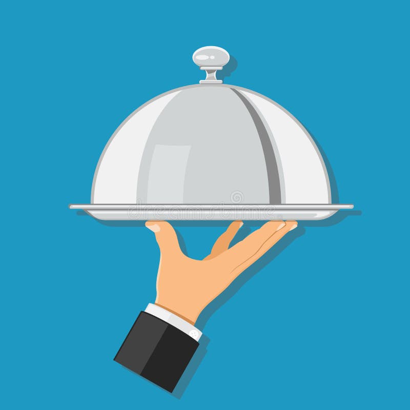 Tray on hand stock vector. Illustration of silver, design - 88402921