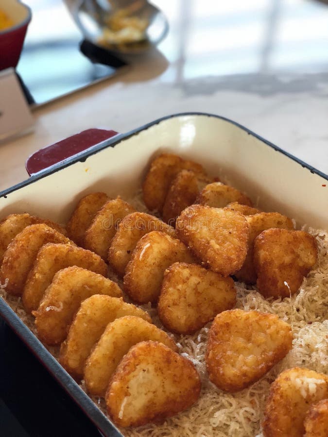 Tray of Hash Browns in Landscape Stock Image - Image of cooked, browns ...