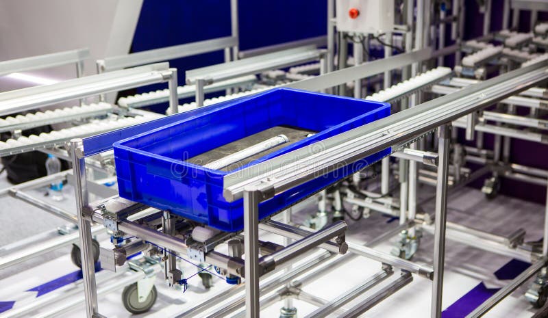 Tray of Material Parts on Conveyor Stock Image - Image of logistic ...