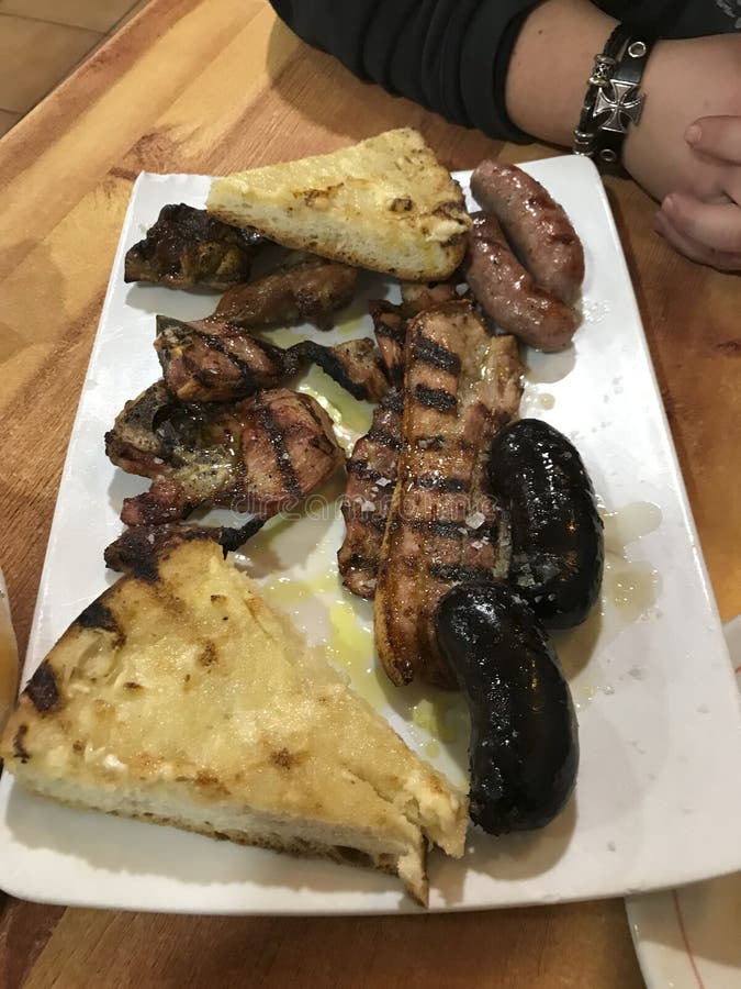 Tray of Meat and Assorted Sausage Grilled Stock Image - Image of ...