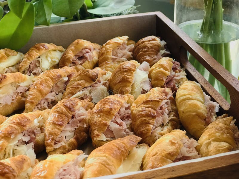 Mini Ham and Cheese Croissant. Stock Photo - Image of background ...