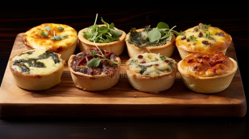 Tray Mini Quiches Various Fillings Stock Illustration - Illustration of ...