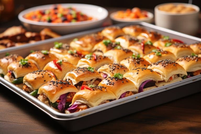 Tray of Mini Sliders with Distinct Bbq Toppings Stock Image - Image of ...