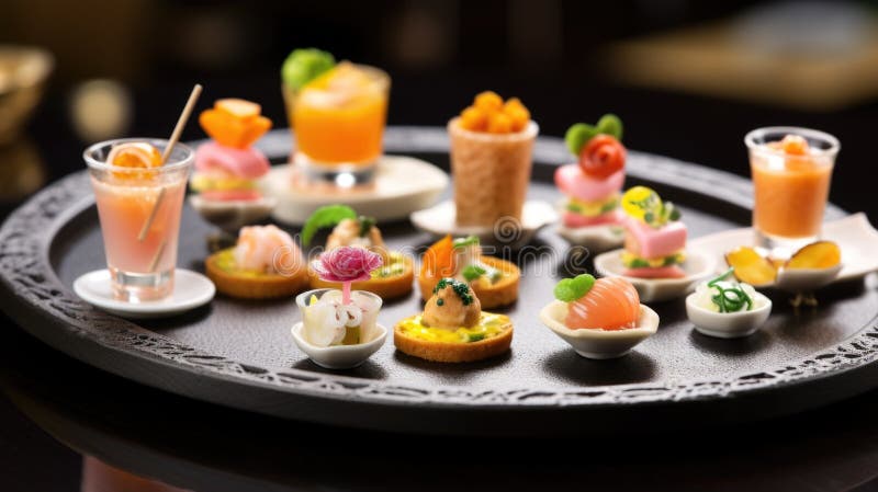 A Tray of Miniature Appetizers on a Table, AI Stock Photo - Image of ...