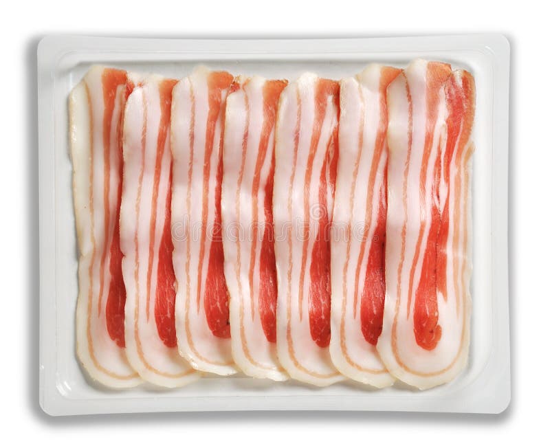 Tray Packaged of Presliced Bacon Stock Photo - Image of white, sliced ...