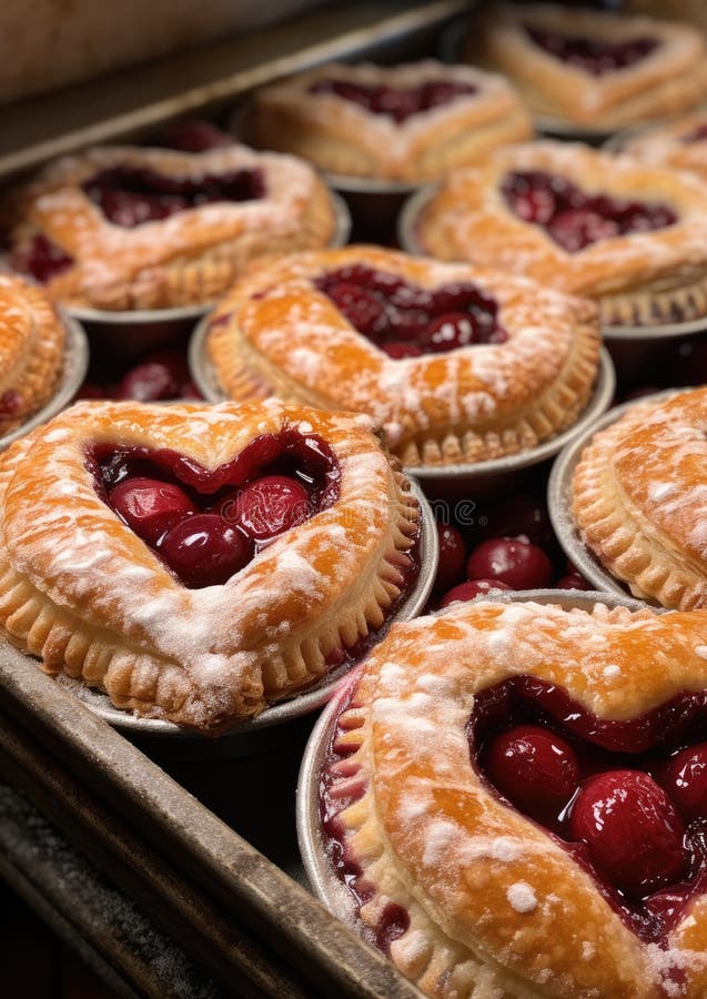 A Tray of Pastries with a Heart Shaped Pastry Stock Illustration ...