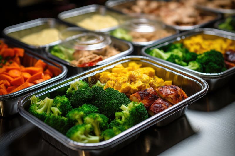 A Tray of Pre-prepared Meals in Containers Stock Image - Image of lunch ...