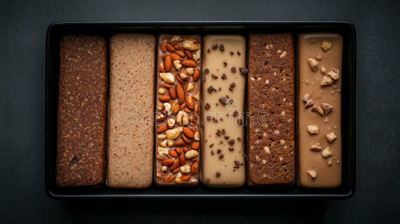 A Tray of Six Different Types of Chocolate Bars. Generative AI Stock ...