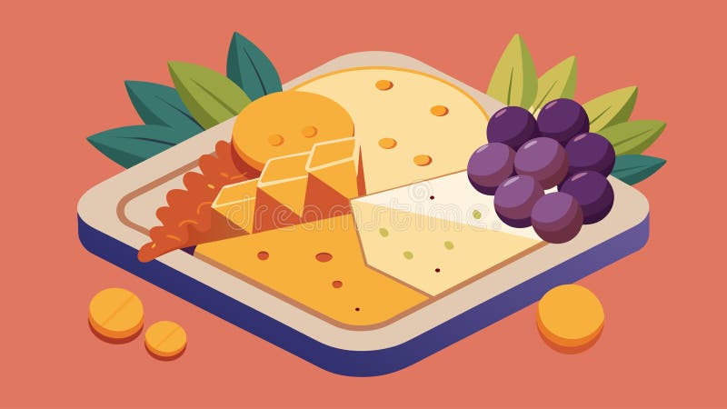 A Tray of Sliced Cheese Whole Grain Crackers and Gs Arranged in a ...