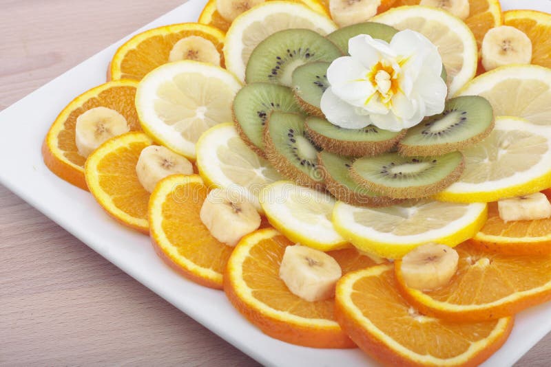 Tray of sliced fresh fruit stock image. Image of prepared - 9995475