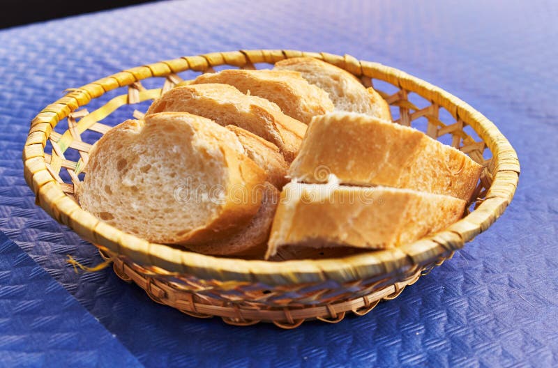 Tray with Slices of Bread on Paper Surface Stock Image - Image of paper ...