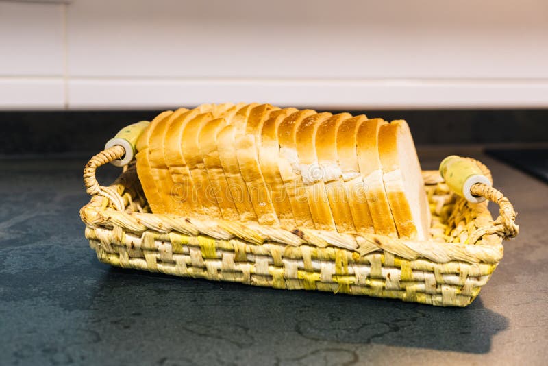 Tray with Slices of Fresh Square Bread for Toast Stock Image - Image of ...