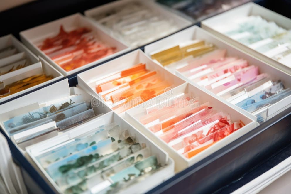 Tray of Slides with Samples of Different and Tissues Stock Illustration ...