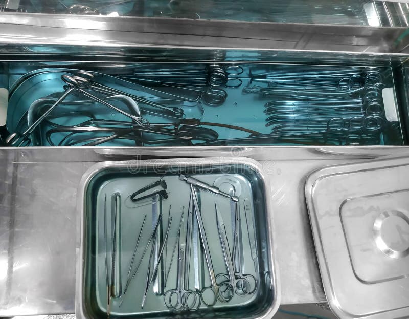 A Tray for Surgical Instruments Contains Various Assorted Instruments ...
