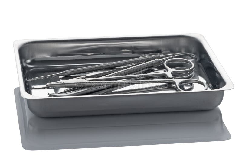Tray with Surgical Tools Isolated on a White Background Stock Image ...