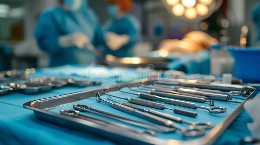 A Tray of Surgical Tools on a Table in an Operating Room, AI Stock ...