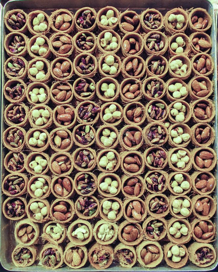 A Tray of Turkish Sweets with Nuts Stock Photo - Image of nuts, diet ...