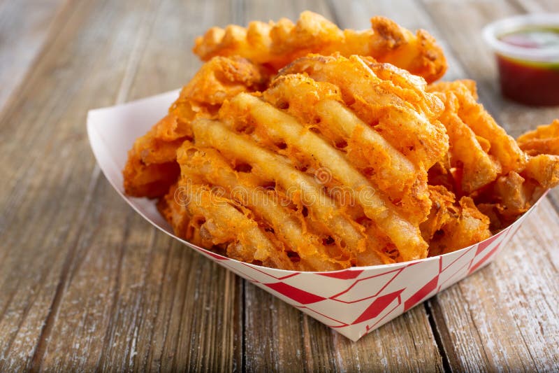 Tray of waffle fries stock image. Image of product, napkin - 281966399