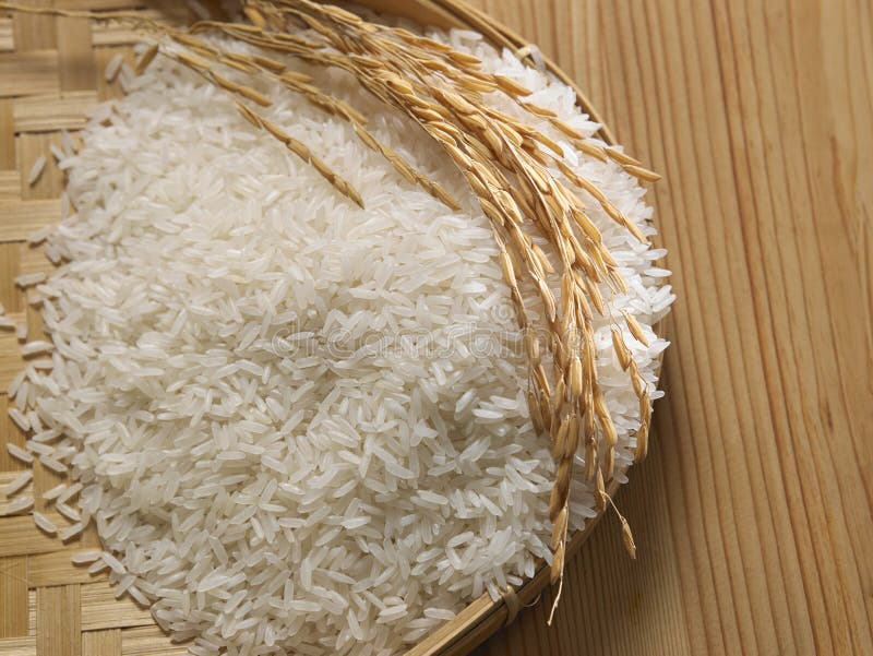 Tray of white rice stock photo. Image of wood, rice, nutrition - 48625836