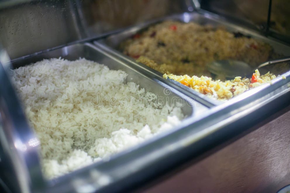 Trays of Rice and Fried Rice Set Stock Photo - Image of prepared ...