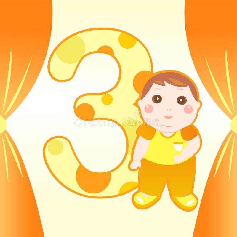 Tre Anni Della Scheda Del Bambino Illustrazione Vettoriale ...