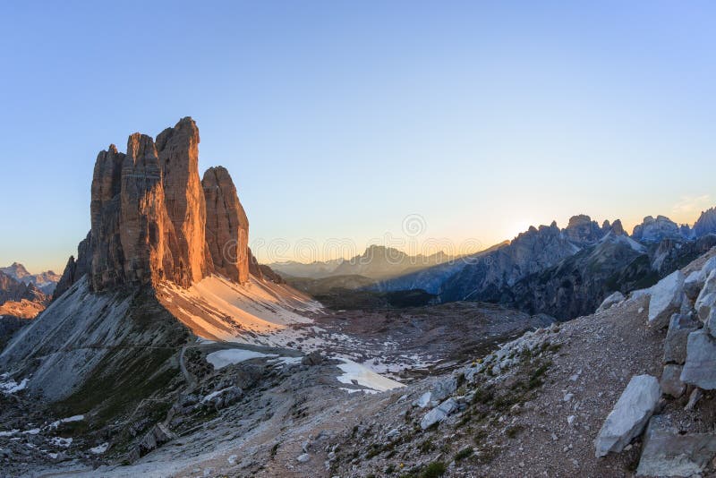 Sunset in Dolomite Alps, Italy Stock Photo - Image of summer, sport ...