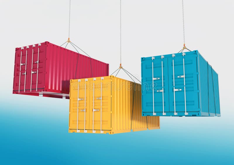 Tre Container Di Spedizione Sui Ganci - Percorso Di Rendering ...