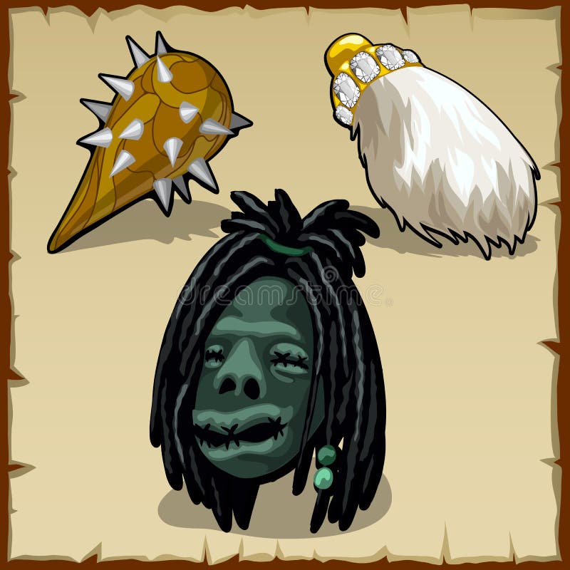 Tre Elemento, Testa Del Trofeo Ed Arma Storici Illustrazione Vettoriale ...