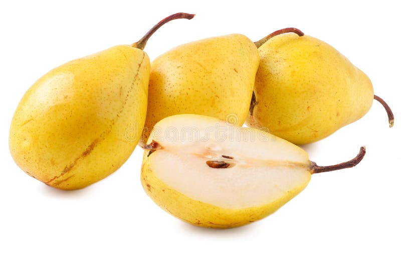 Tre Pere Gialle Isolate Su Fondo Bianco Fotografia Stock - Immagine di ...