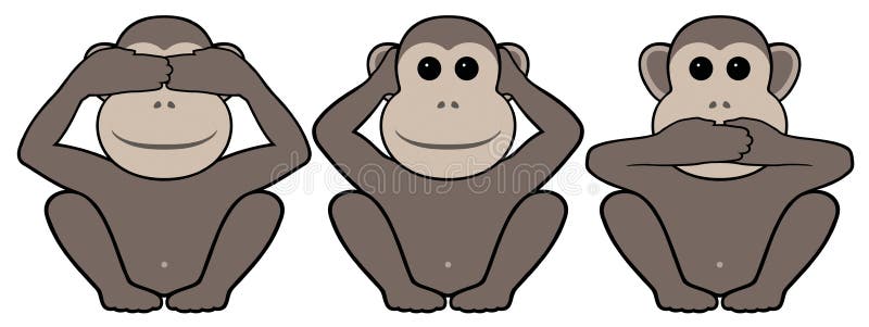Tre scimmie illustrazione vettoriale. Illustrazione di illustrazioni ...