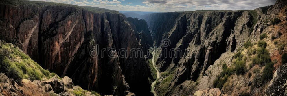 A Treacherous Canyon with Sharp Cliffs Panoramic Background. Generative ...