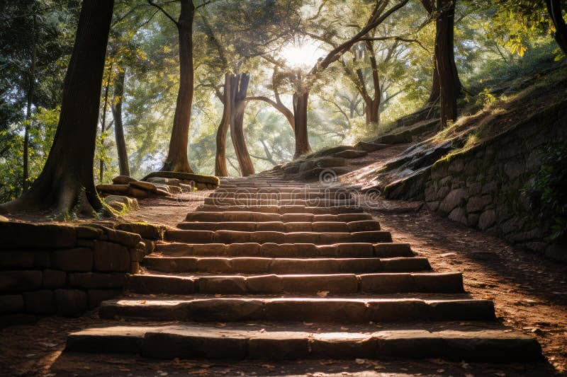 Treacherous Path Mountain Light Stairs. Generate Ai Stock Illustration ...