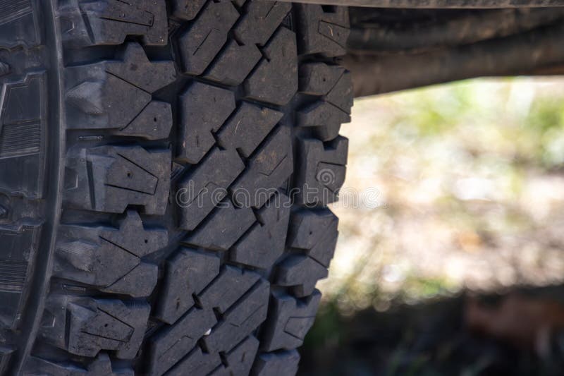 Tread Blocks on an All-terrain Tire Stock Photo - Image of tire ...