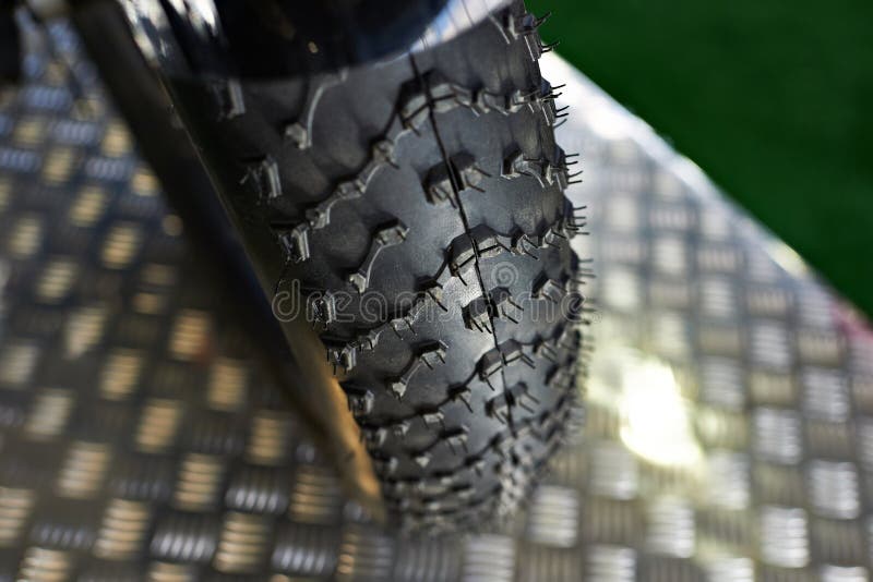Tread of Tire with Grooves Molded for Motorcycle Wheel Stock Photo ...