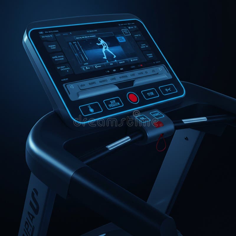 Treadmill Control Panel with a Digital Display, Showing a Virtual ...