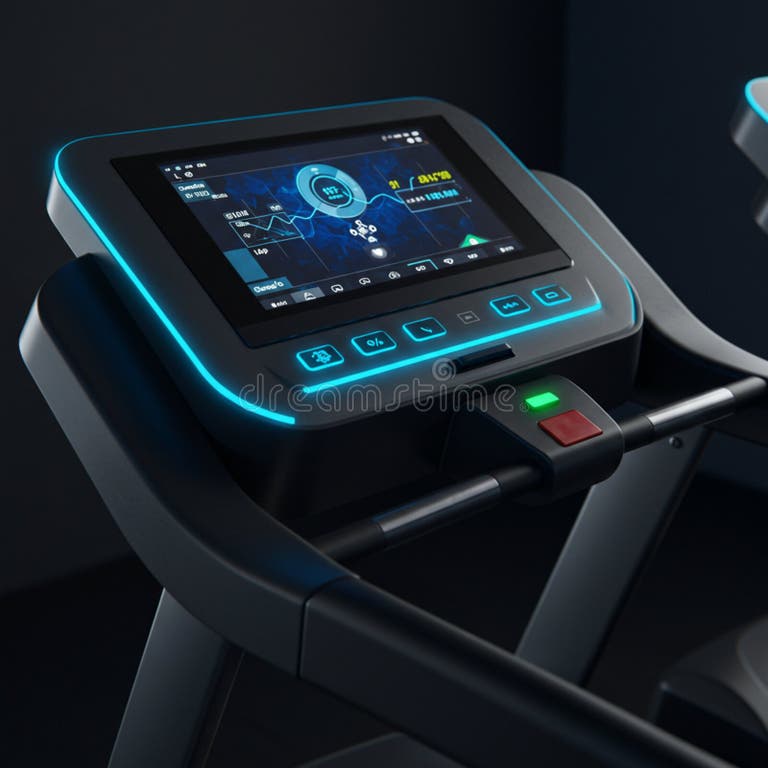 Treadmill Control Panel Featuring a Sleek, Modern Design with a Digital ...