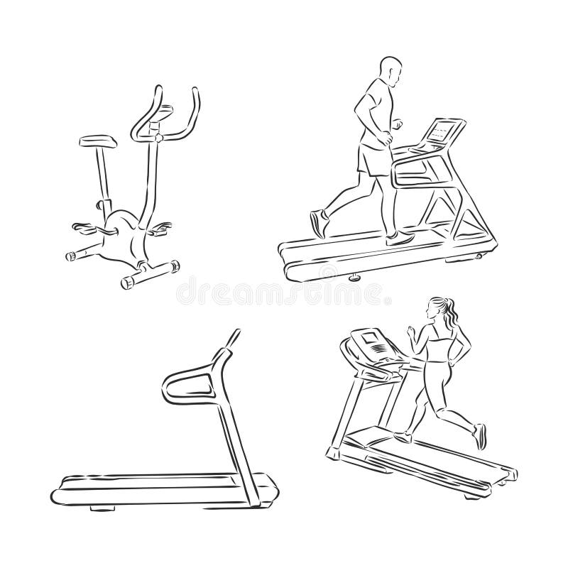 Treadmill Doodle Style Sketch Illustration Hand Drawn Vector .treadmill ...